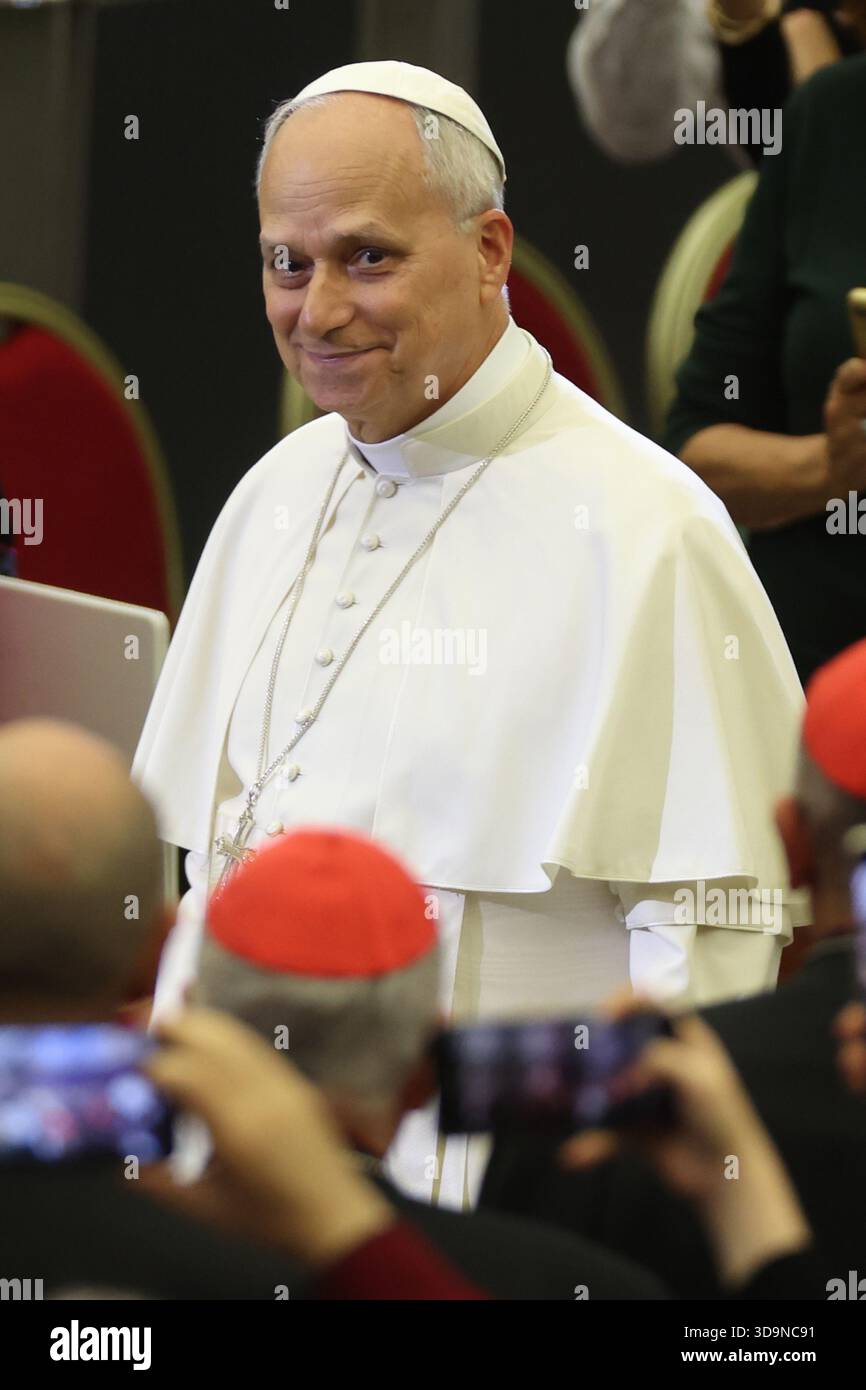 Vatican City, Italy - December 6, 2025: Pope Leo XIV attends the ...