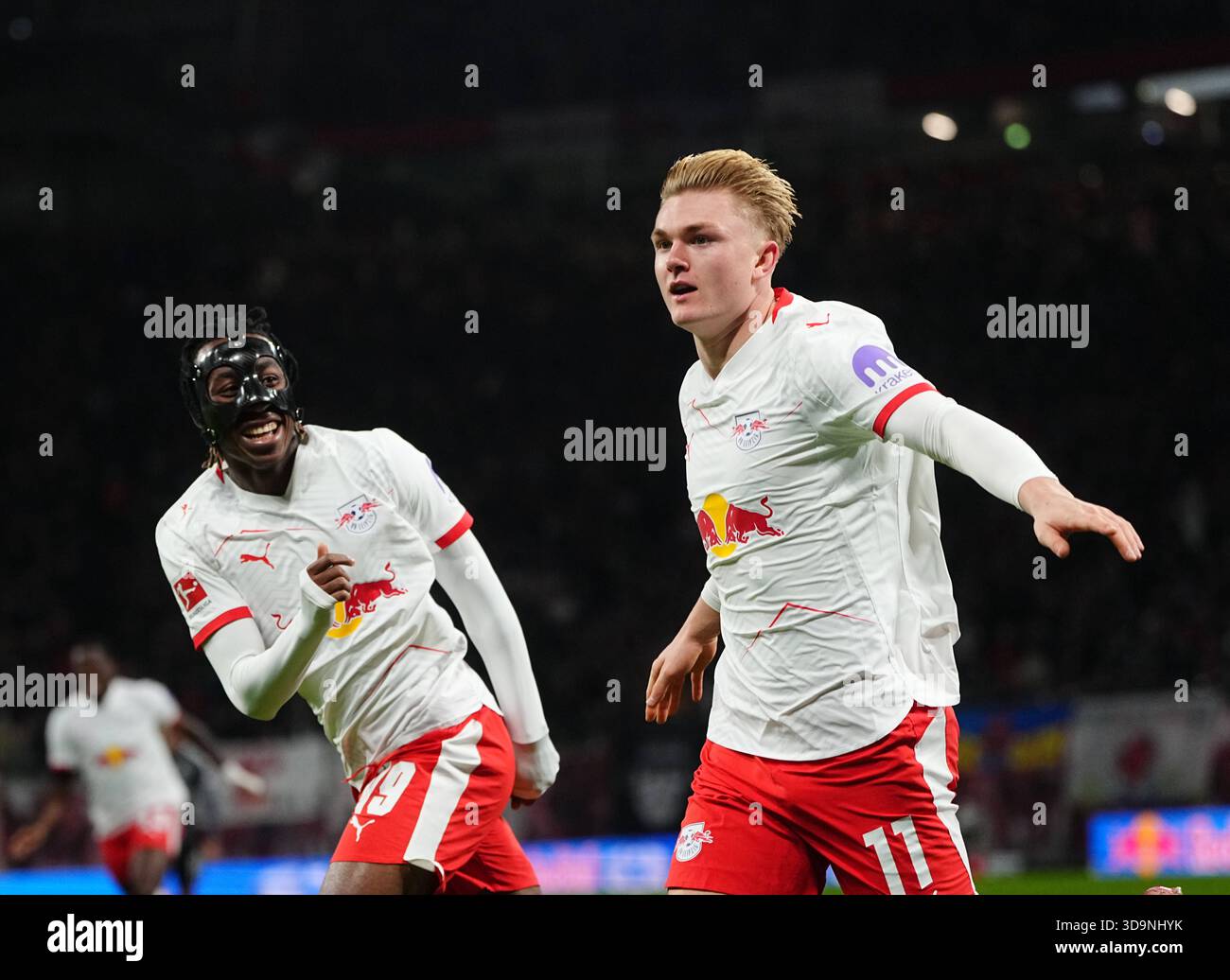December 06 2025: Conrad Harder of RB Leipzig scores and celebrates his ...