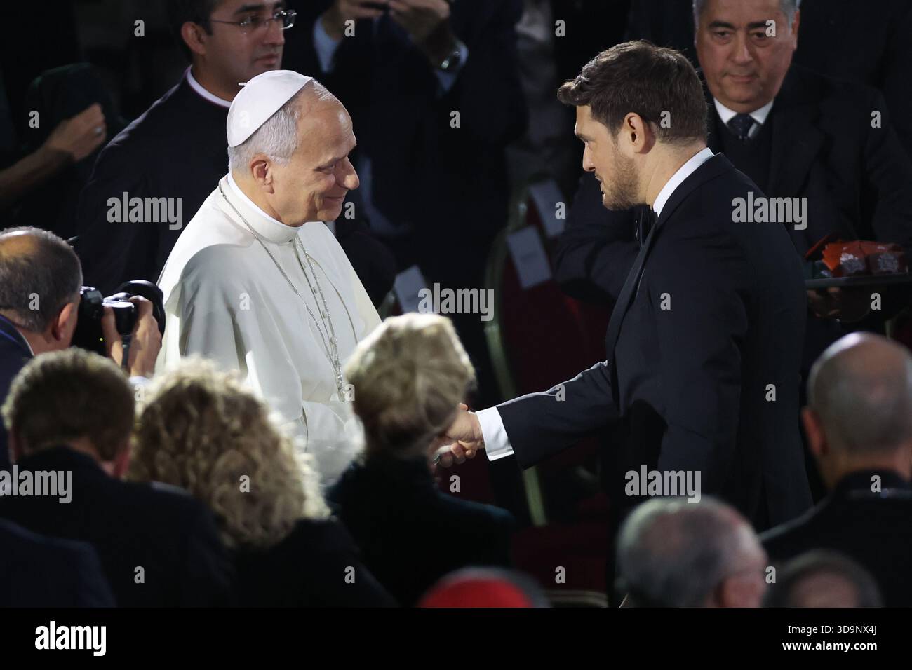 Vatican City, Italy - December 6, 2025: Pope Leo XIV blesses and greets ...