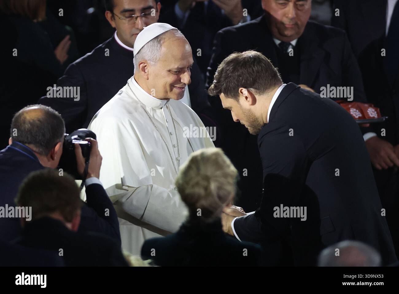 Vatican City, Italy - December 6, 2025: Pope Leo XIV blesses and greets ...