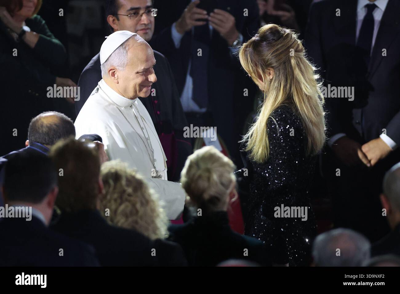 Vatican City, Italy - December 6, 2025: Pope Leo XIV blesses and greets ...