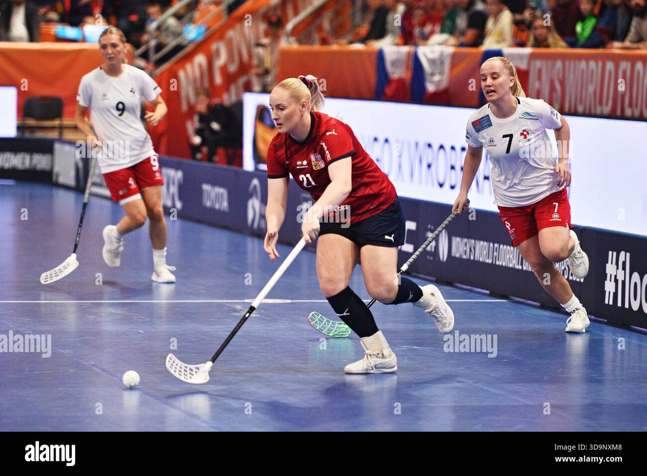 (L-R) Lina Voldby of Denmark, Martina Repkova of Czech Republic and ...