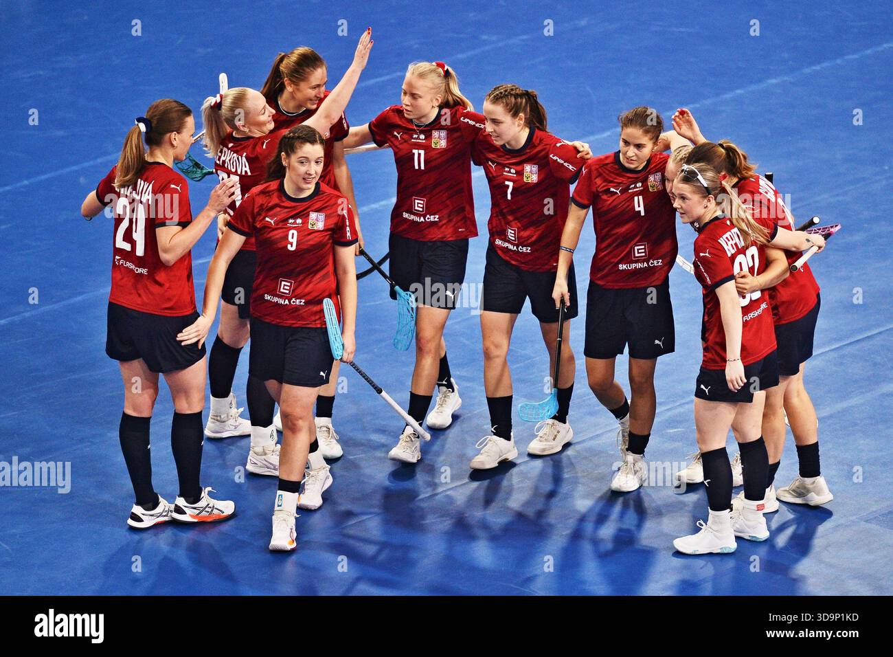 Czech players celebrate after winning the Women's World Floorball ...