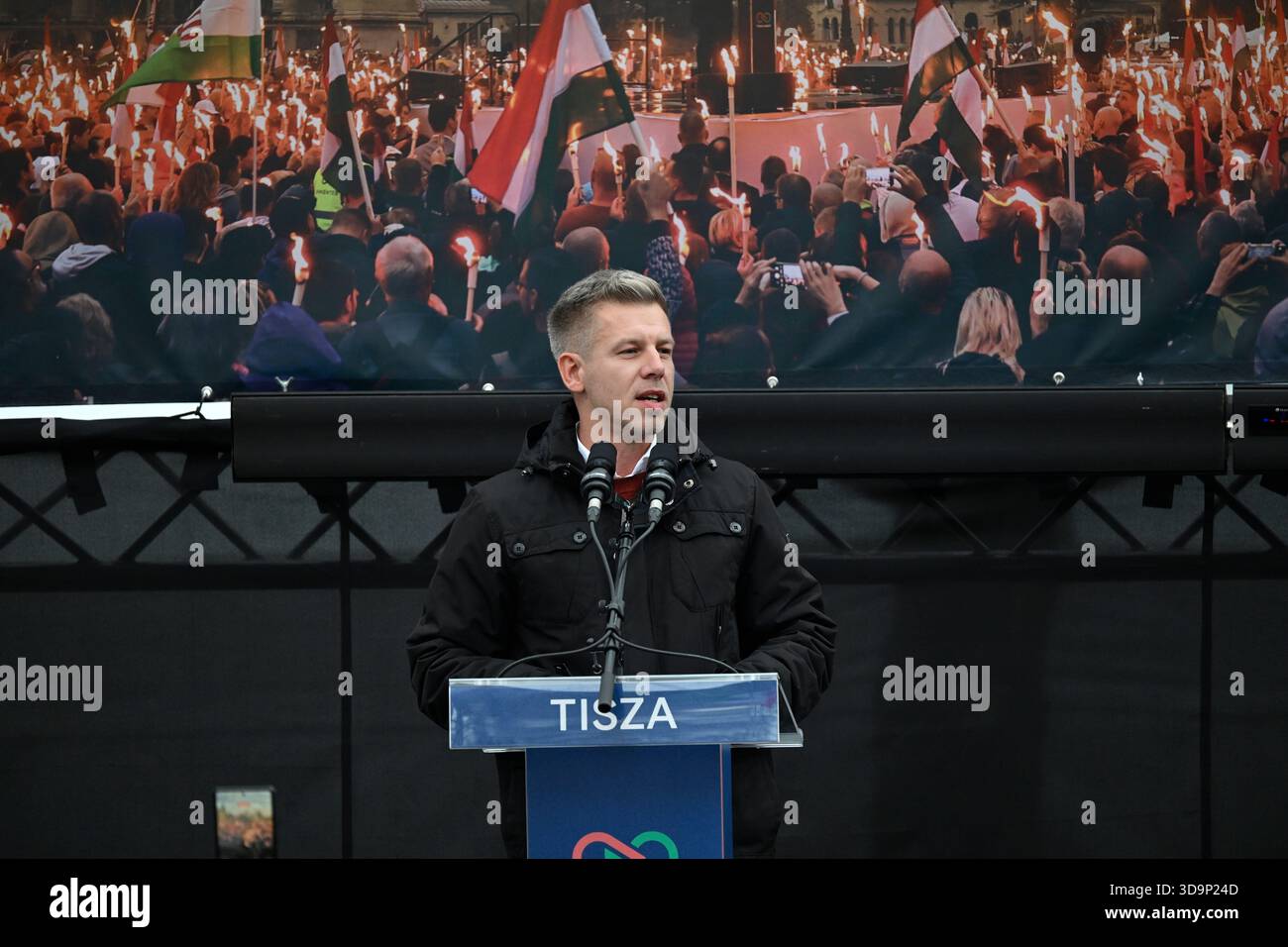 The chairman of the Hungarian opposition Tisza Party, Peter Magyar ...