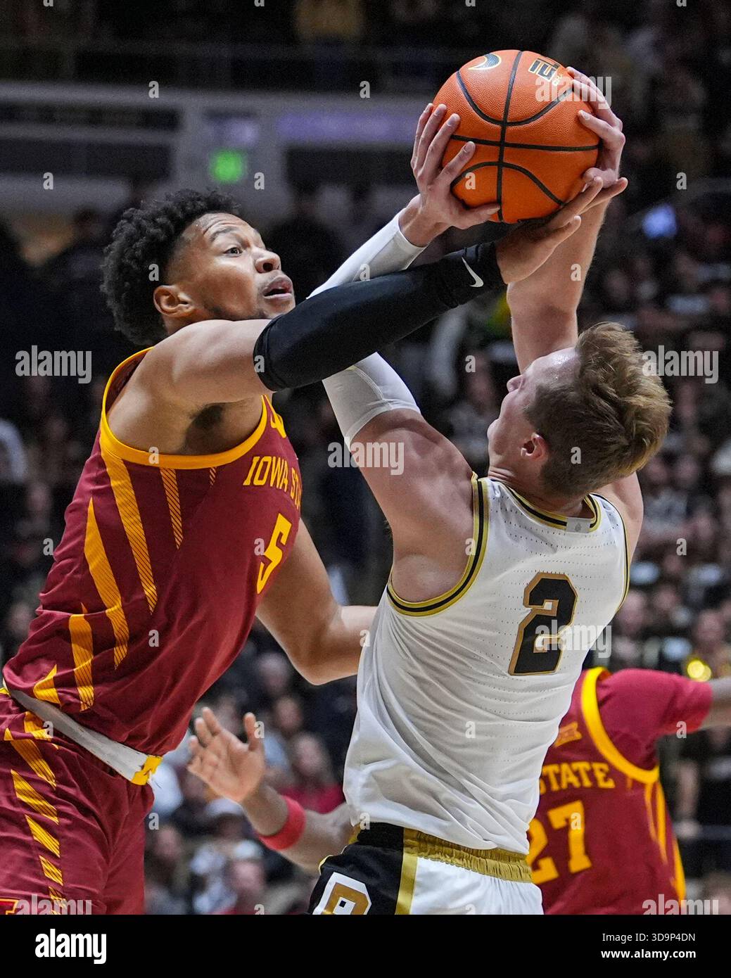 Iowa State forward Joshua Jefferson (5) and Purdue guard Fletcher Loyer ...