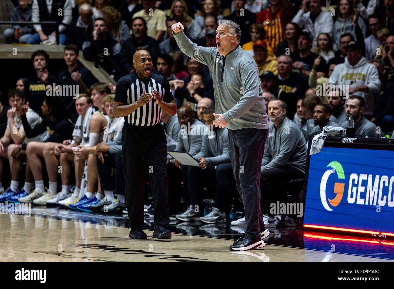 December 06, 2025: Purdue head coach Matt Painter reacts to a call ...