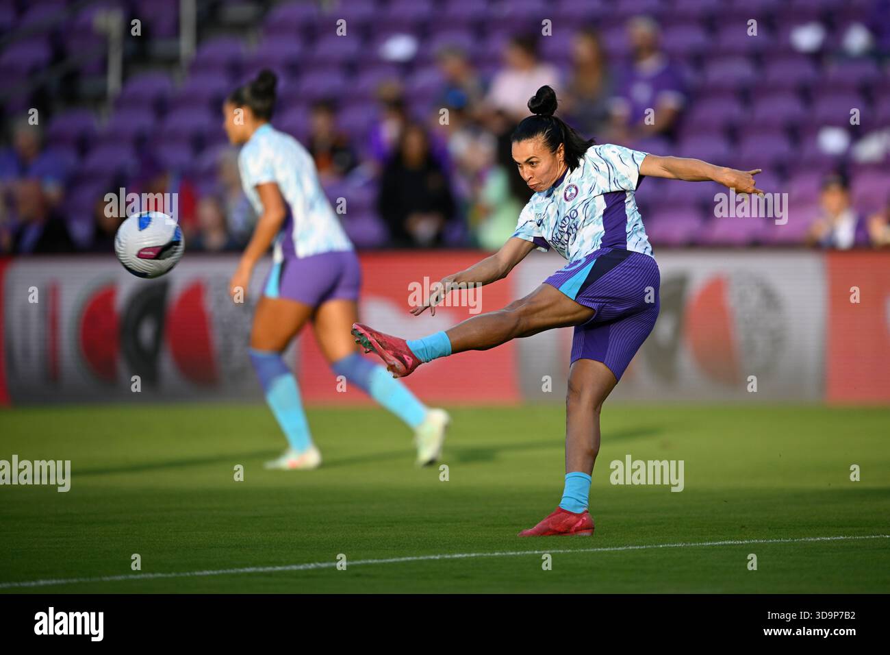 Orlando Pride forward Marta (10) warms up before an NWSL soccer match ...