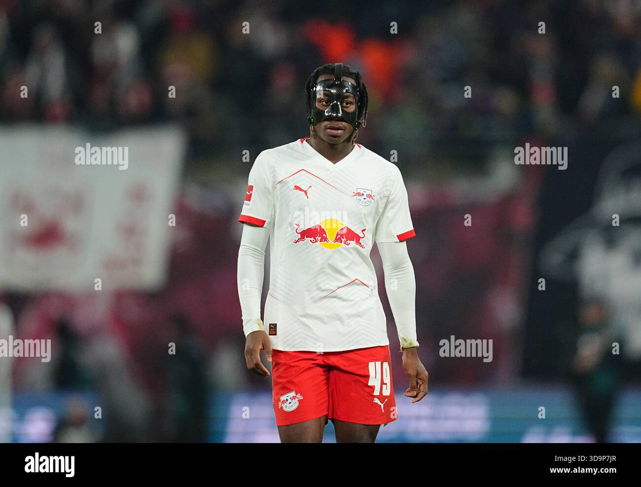 December 06 2025: Yan Diomande of RB Leipzig looks on during a 1 ...