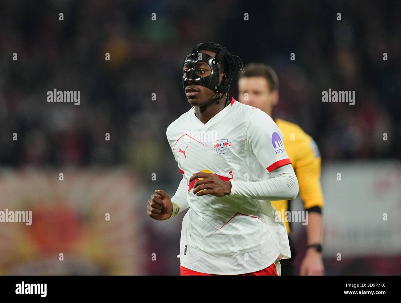 December 06 2025: Yan Diomande of RB Leipzig looks on during a 1 ...