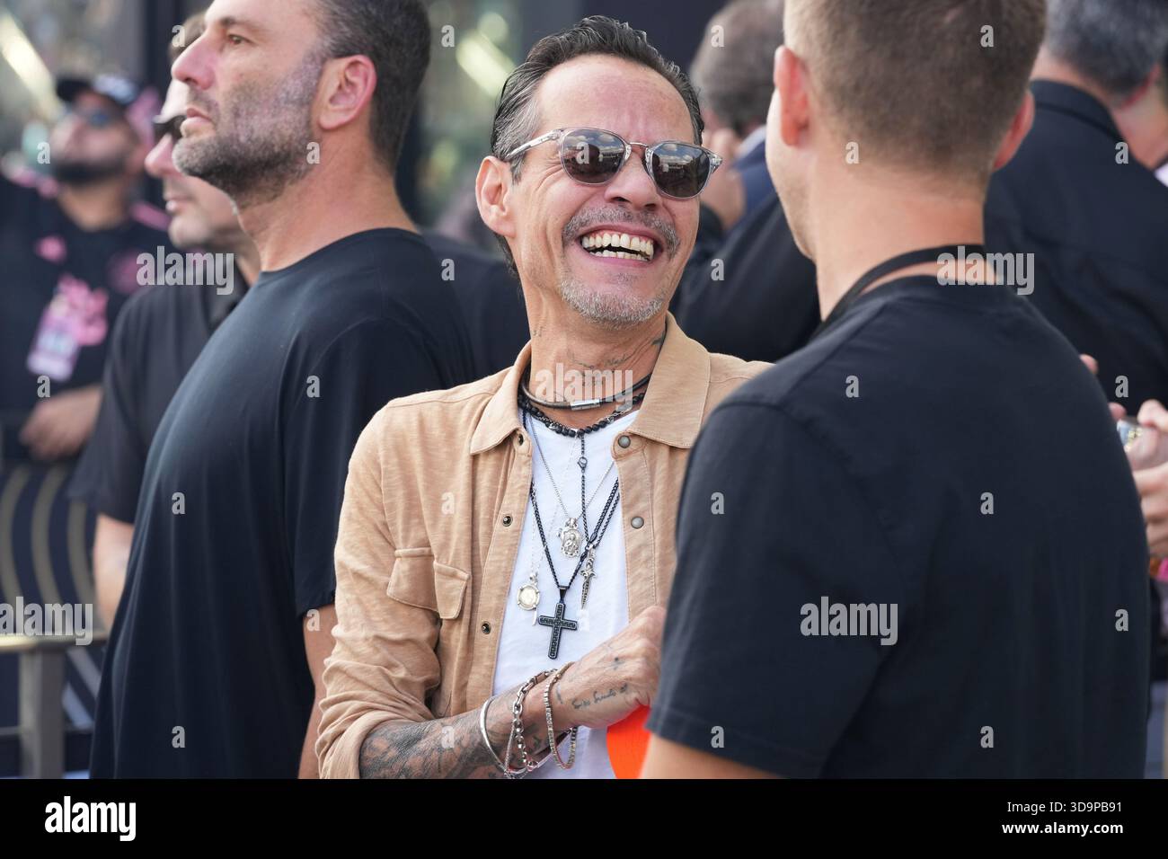 Singer Marc Anthony smiles before the MLS Cup final soccer match ...