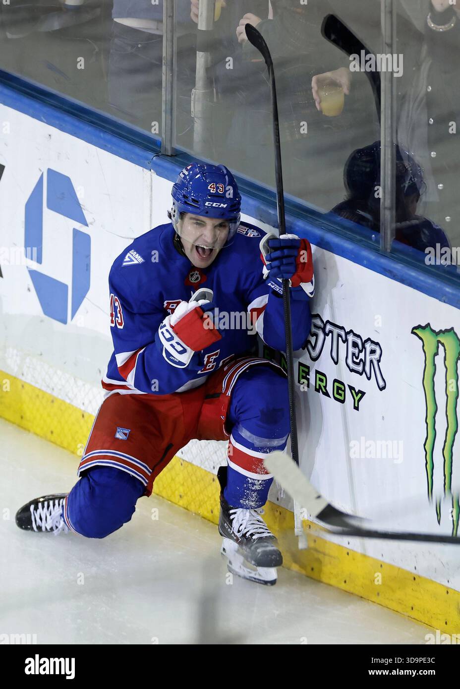 New York Rangers left wing Conor Sheary reacts after scoring a goal in the third period of an ...