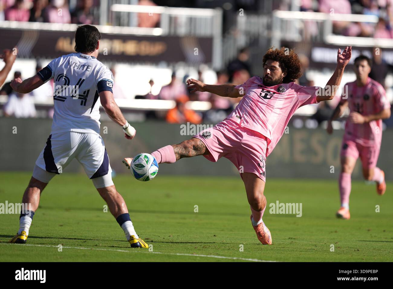 Inter Miami defender Maximiliano Falcón (37) kicks the ball as ...