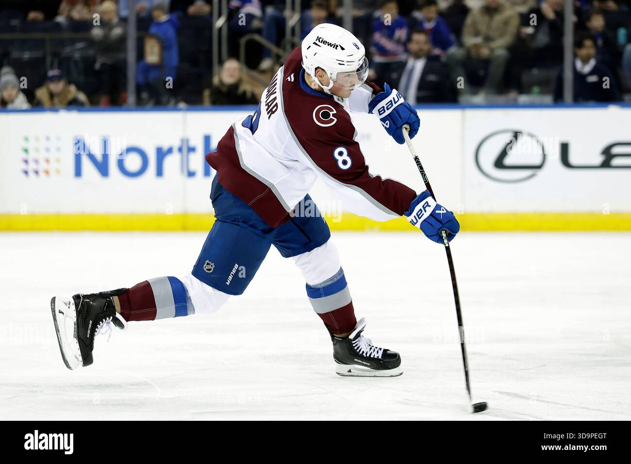 Colorado Avalanche defenseman Cale Makar (8) shoots in the second ...