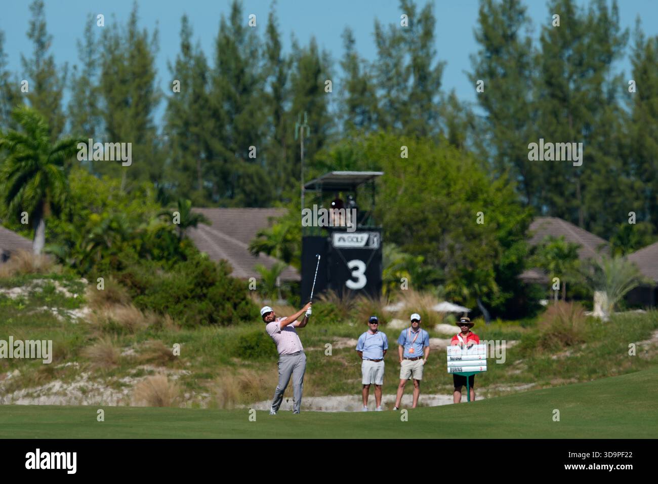 Andrew Novak, of the United States, hits from the fourth fairway during ...