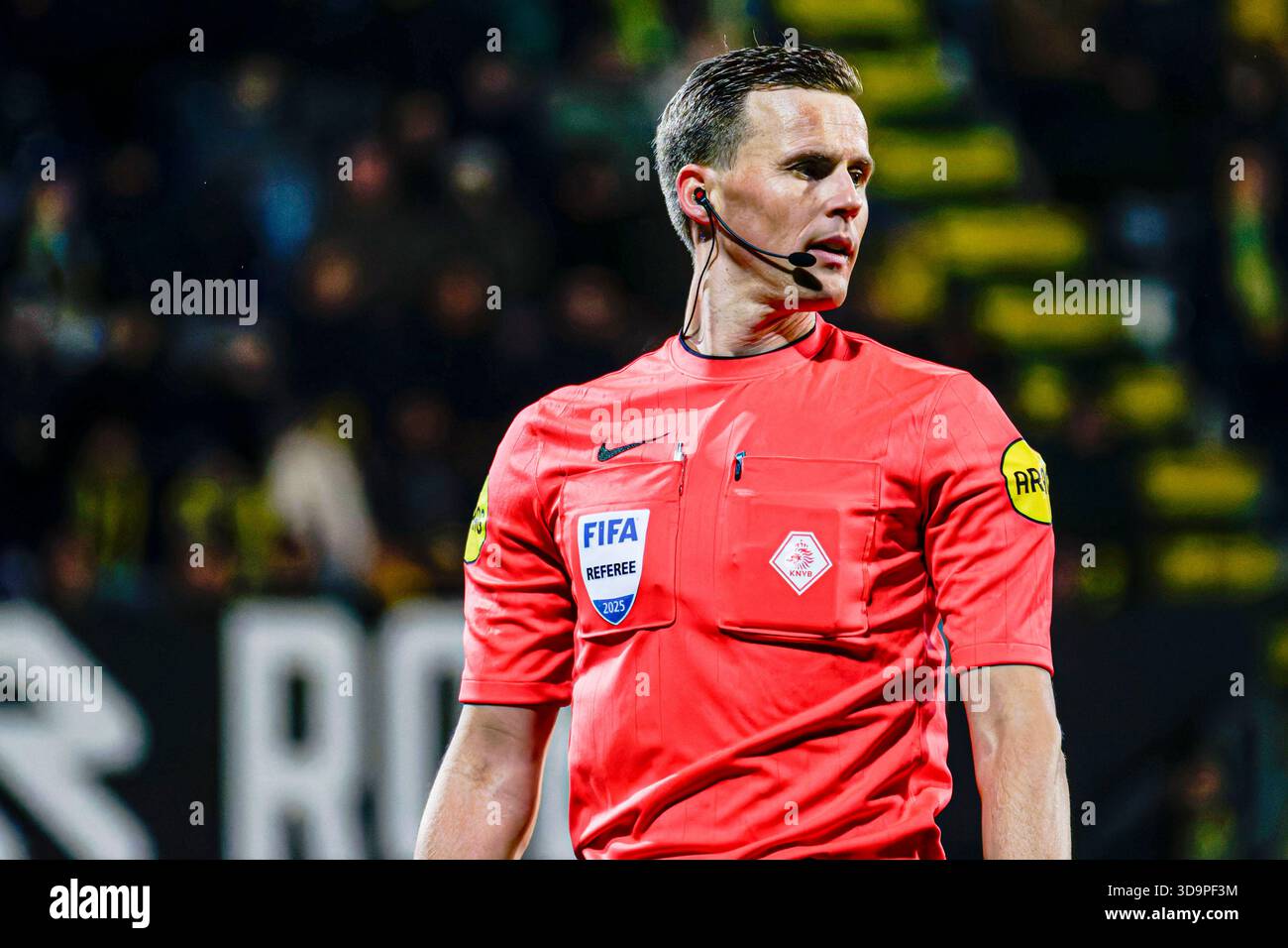 Referee Sander van der Eijk looks on during the Dutch Eredivisie match ...
