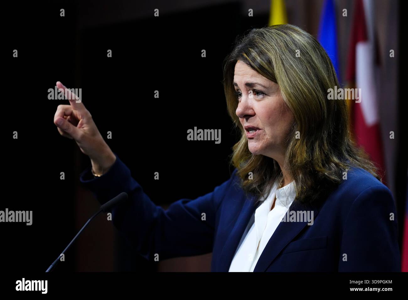Alberta Premier Danielle Smith holds a press conference on Parliament ...