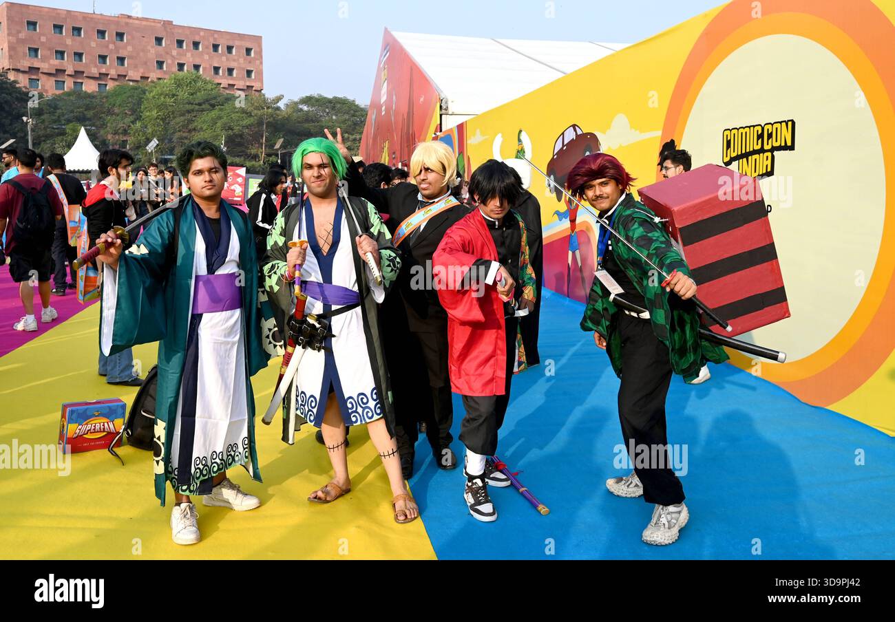 NEW DELHI, INDIA - DECEMBER 5: Cosplayers dressed as popular comic and ...