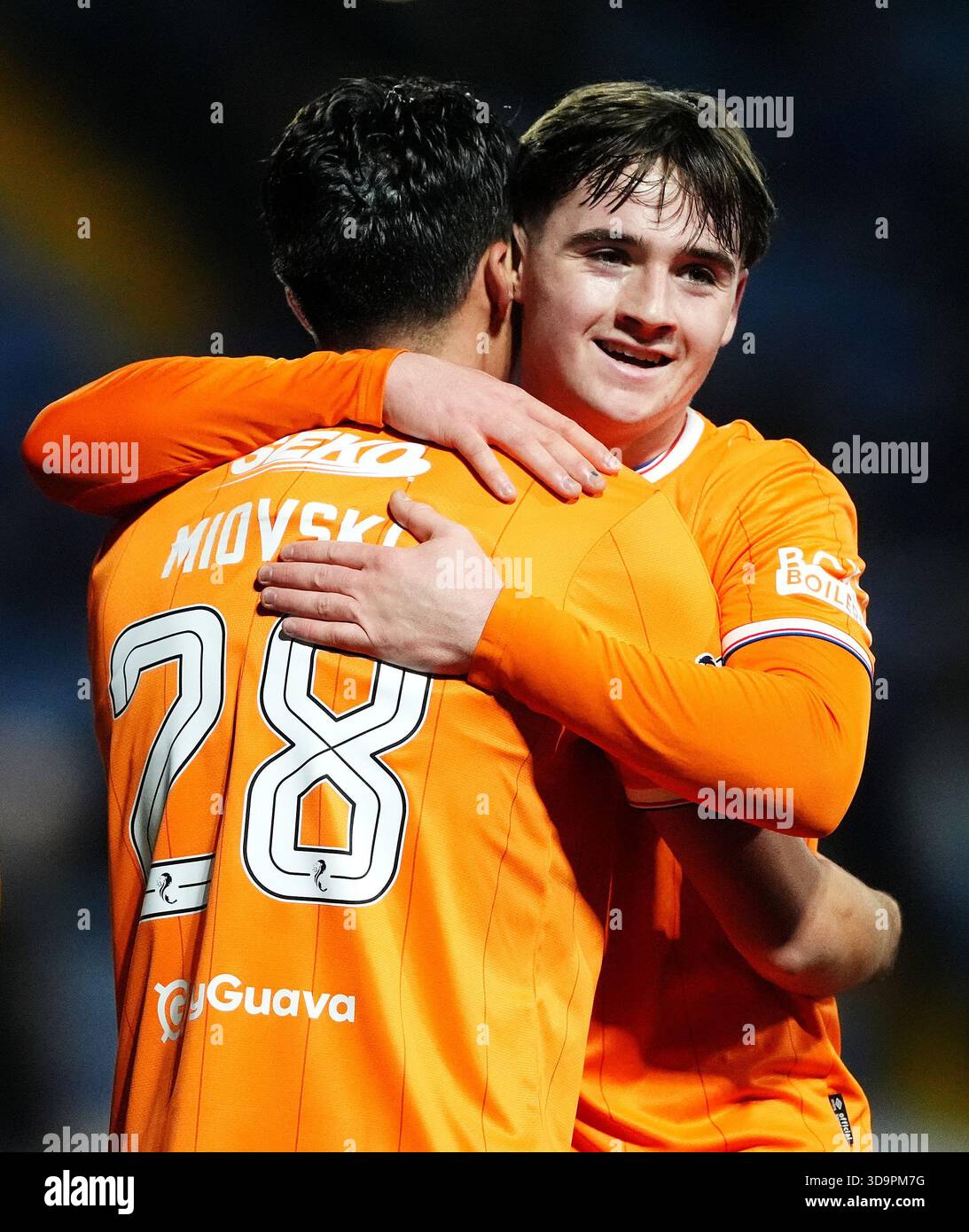 Rangers' Bojan Miovski celebrates scoring their side's second goal with ...
