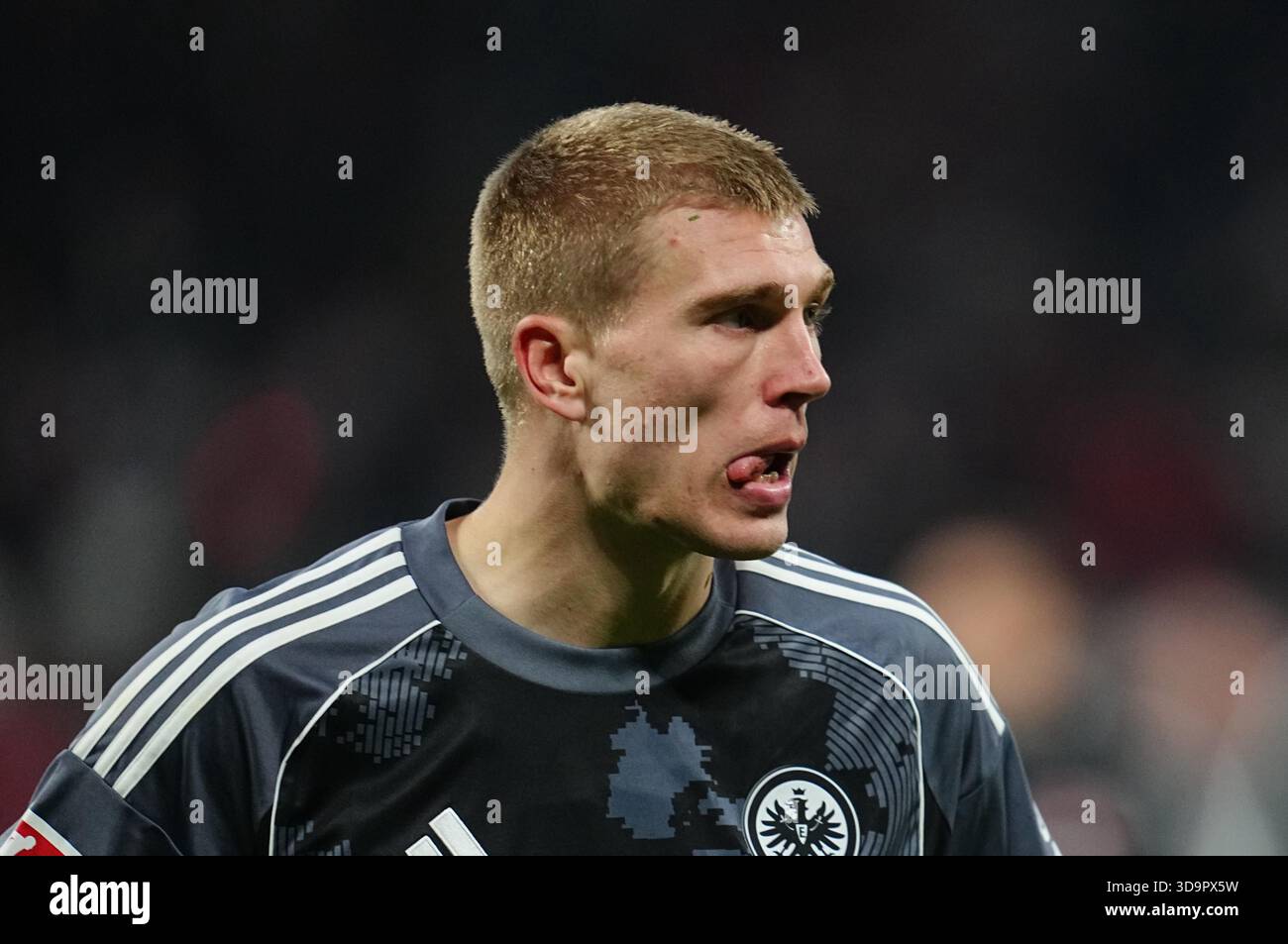 December 06 2025: Rasmus Kristensen of Eintracht Frankfurt looks on ...