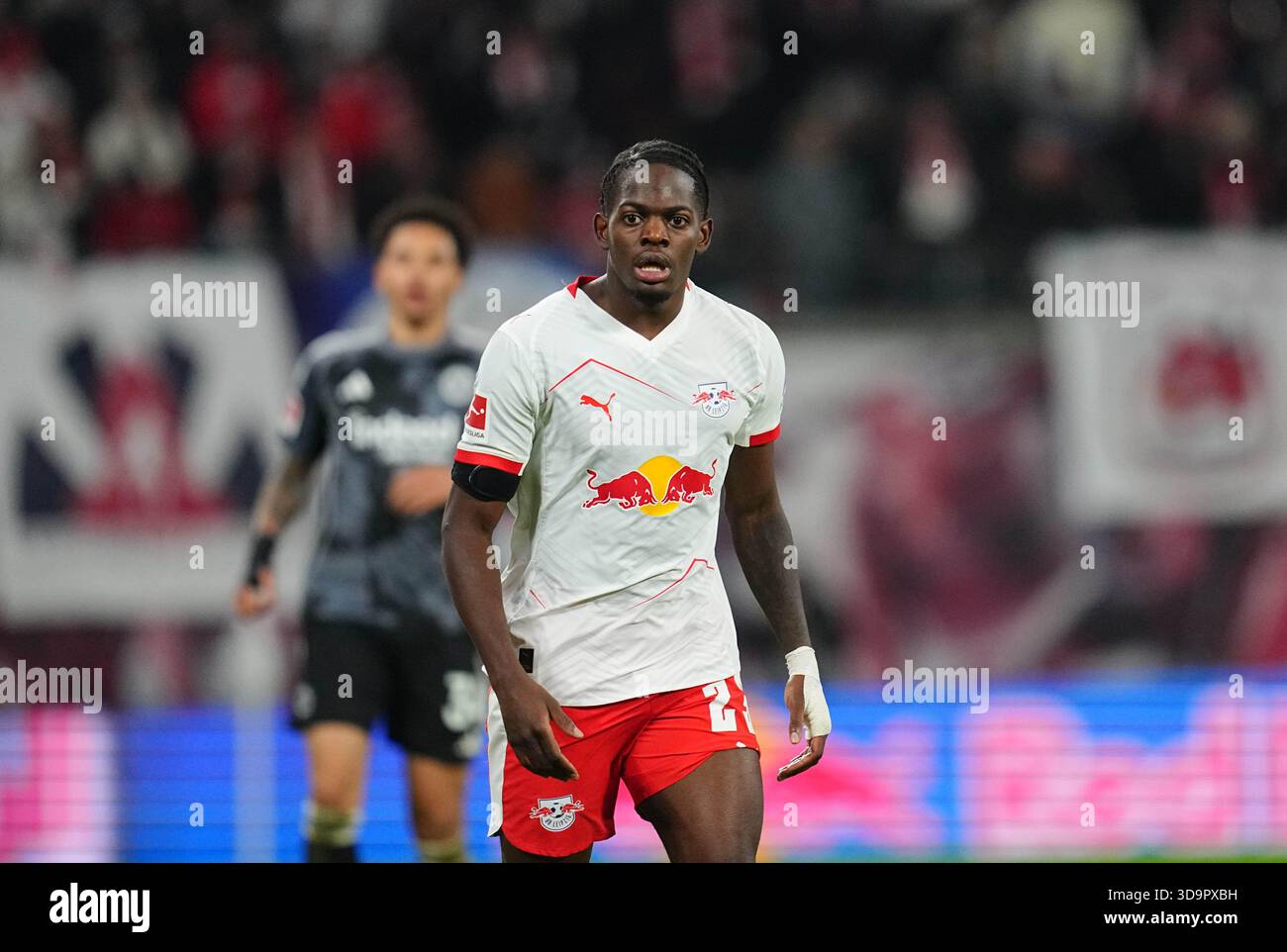 December 06 2025: Castello Lukeda of RB Leipzig gestures during a 1 ...