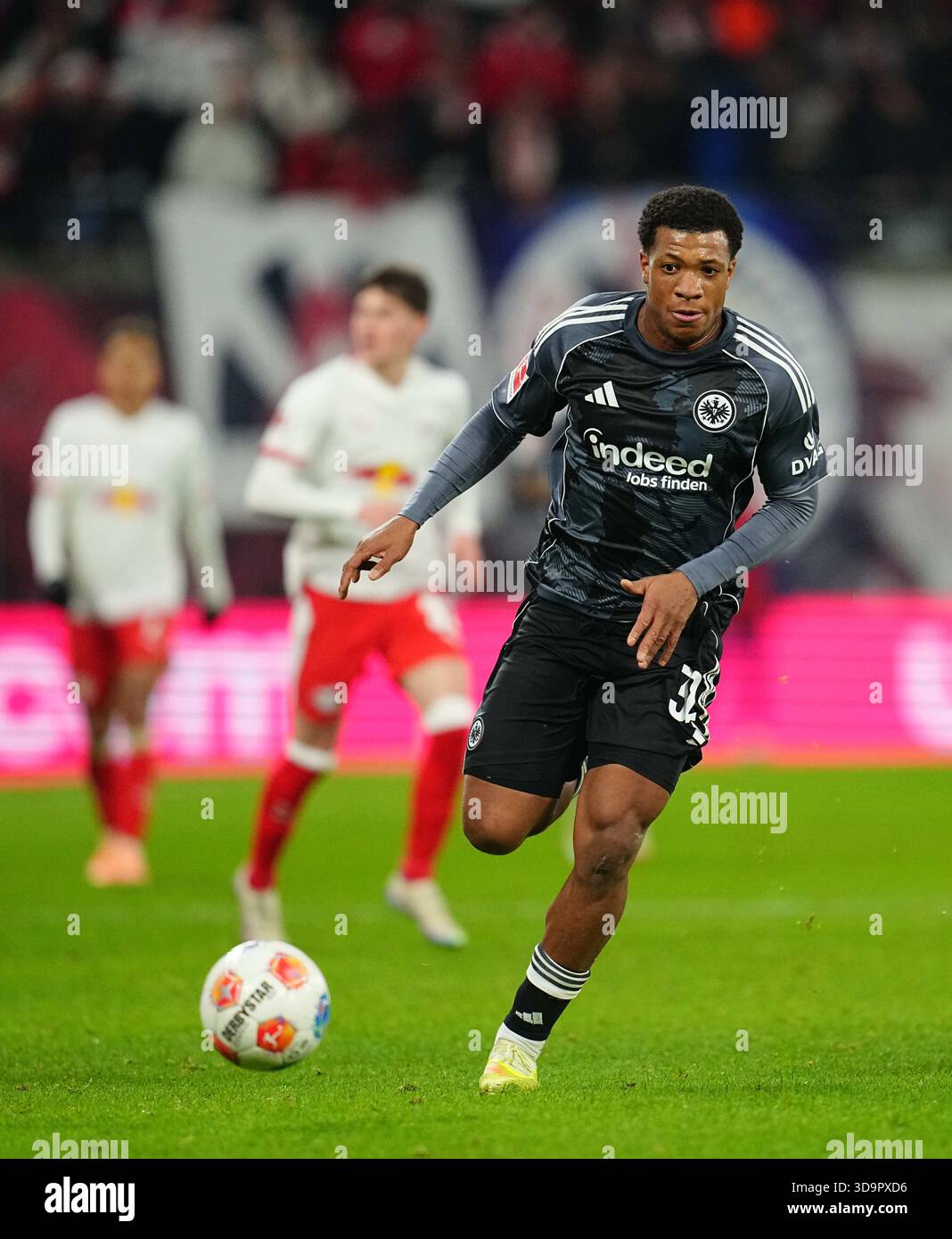 December 06 2025: Jessic Ngankam of Eintracht Frankfurt controls the ...