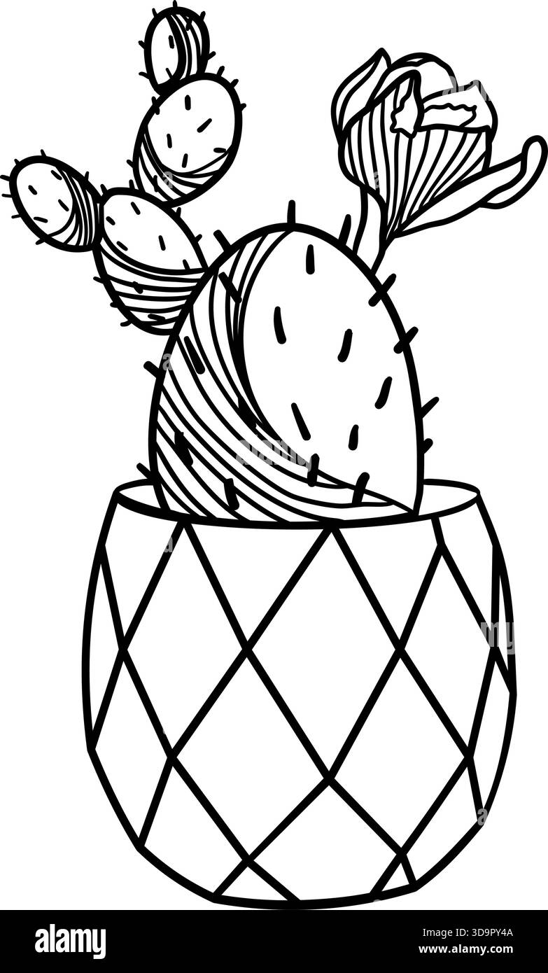 Blossom cactus in ceramic Stock Vector Images - Alamy