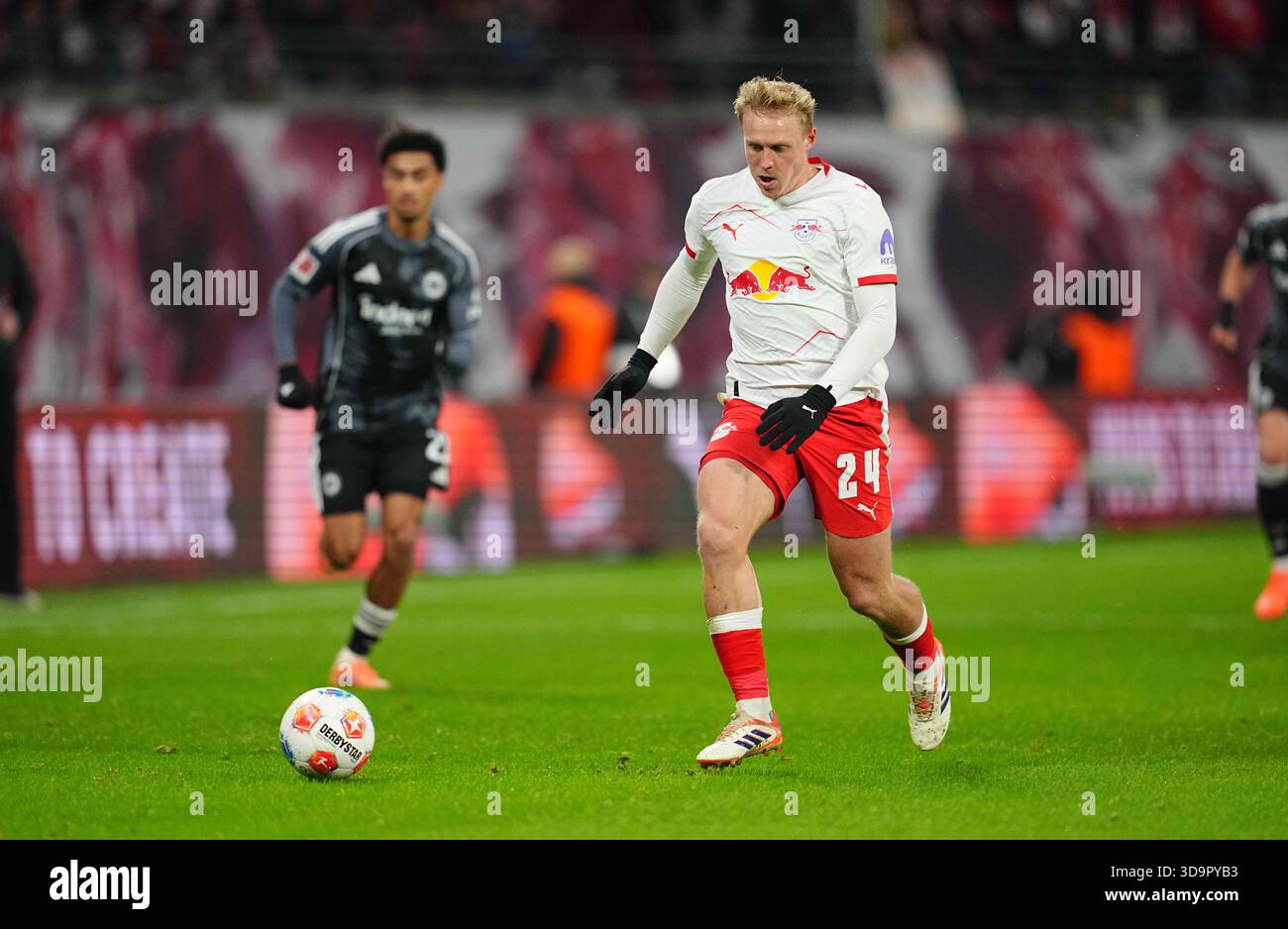 December 06 2025: Xaver Schlager of RB Leipzig controls the ball during ...