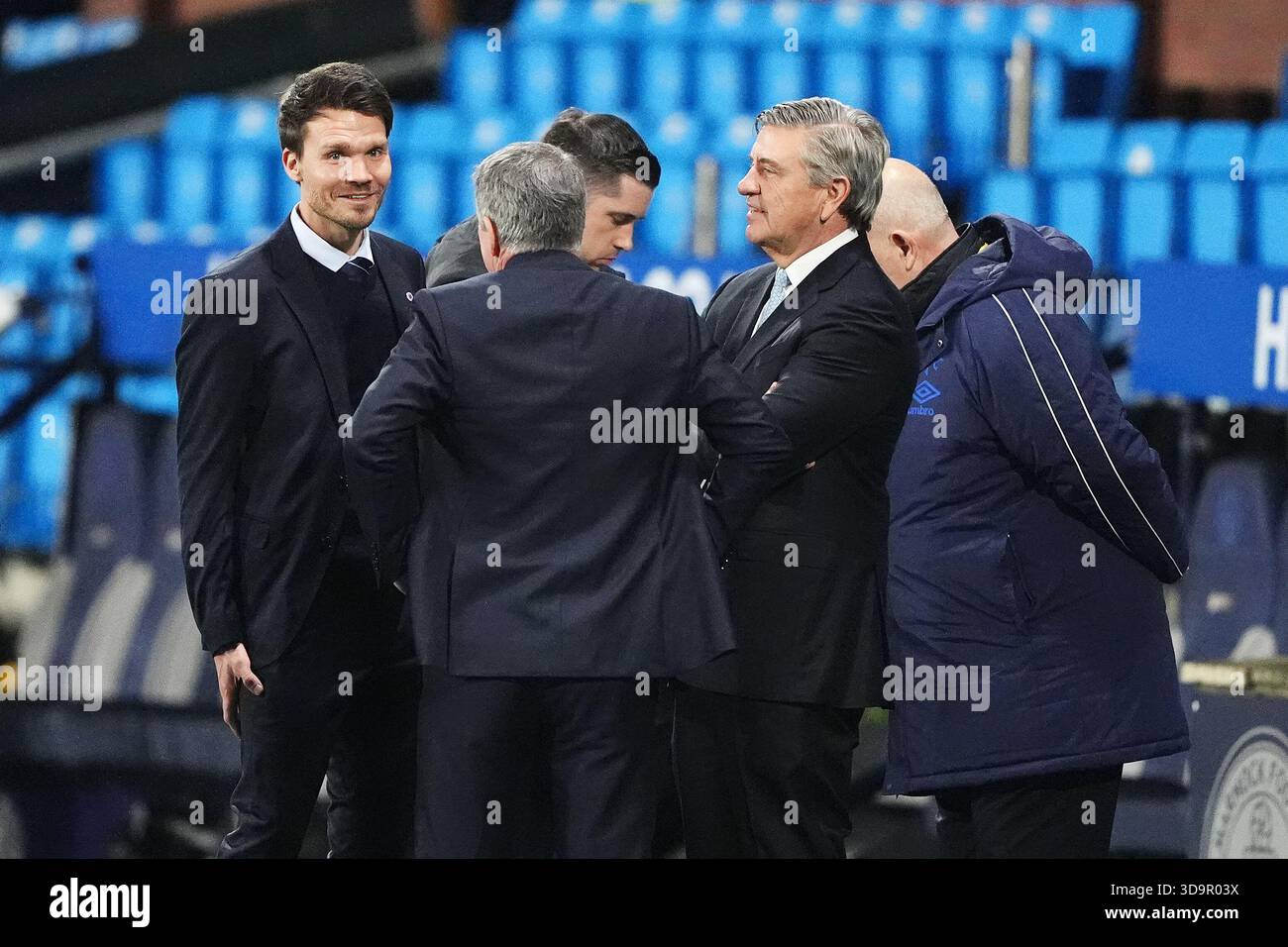 Rangers manager Danny Rohl (left) speaks with chairman Andrew Cavenagh ...