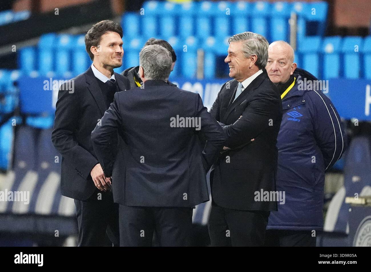 Rangers manager Danny Rohl (left) speaks with chairman Andrew Cavenagh ...