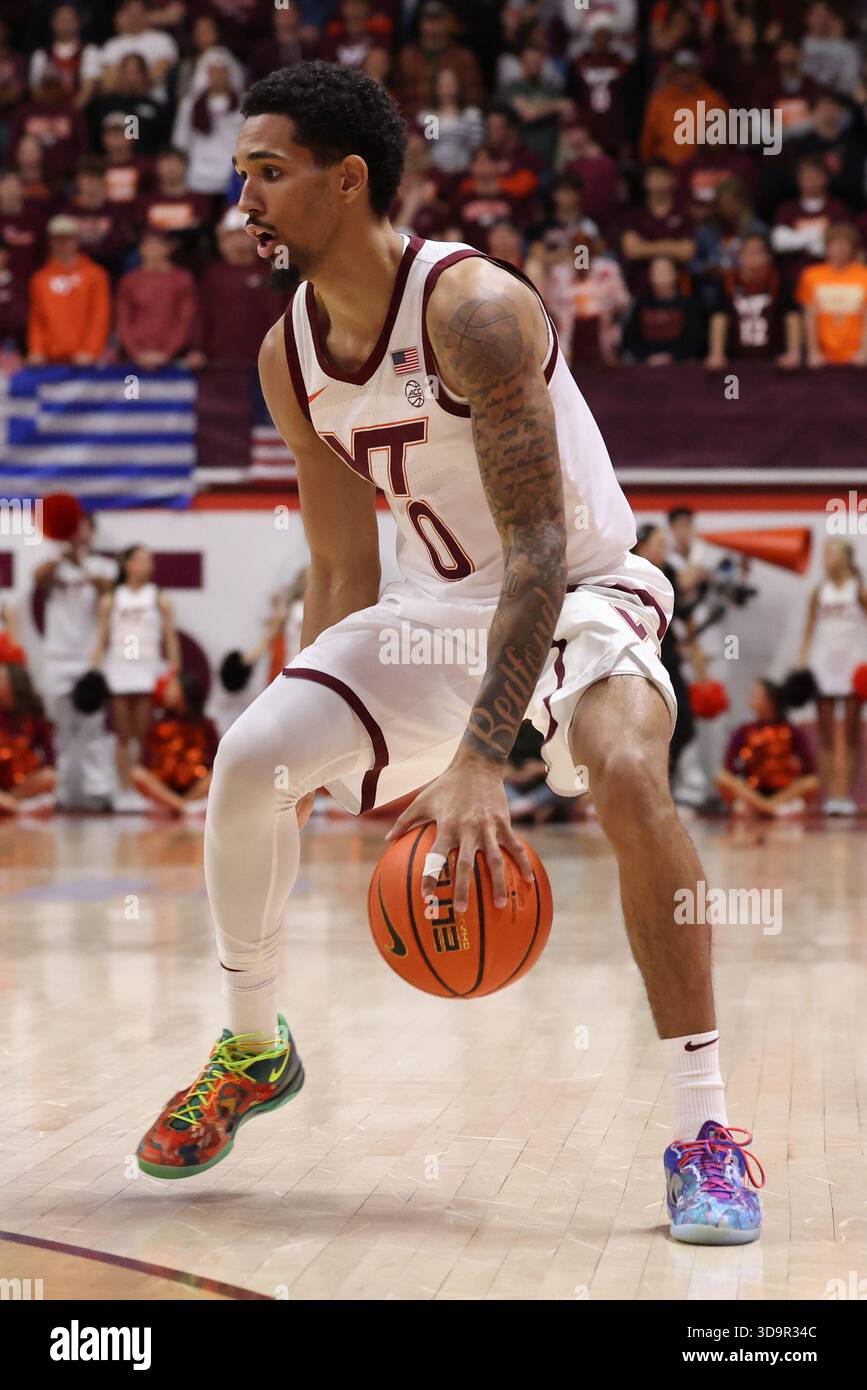 December 6, 2025: Virginia Tech Hokies guard Jailen Bedford (0) handles ...