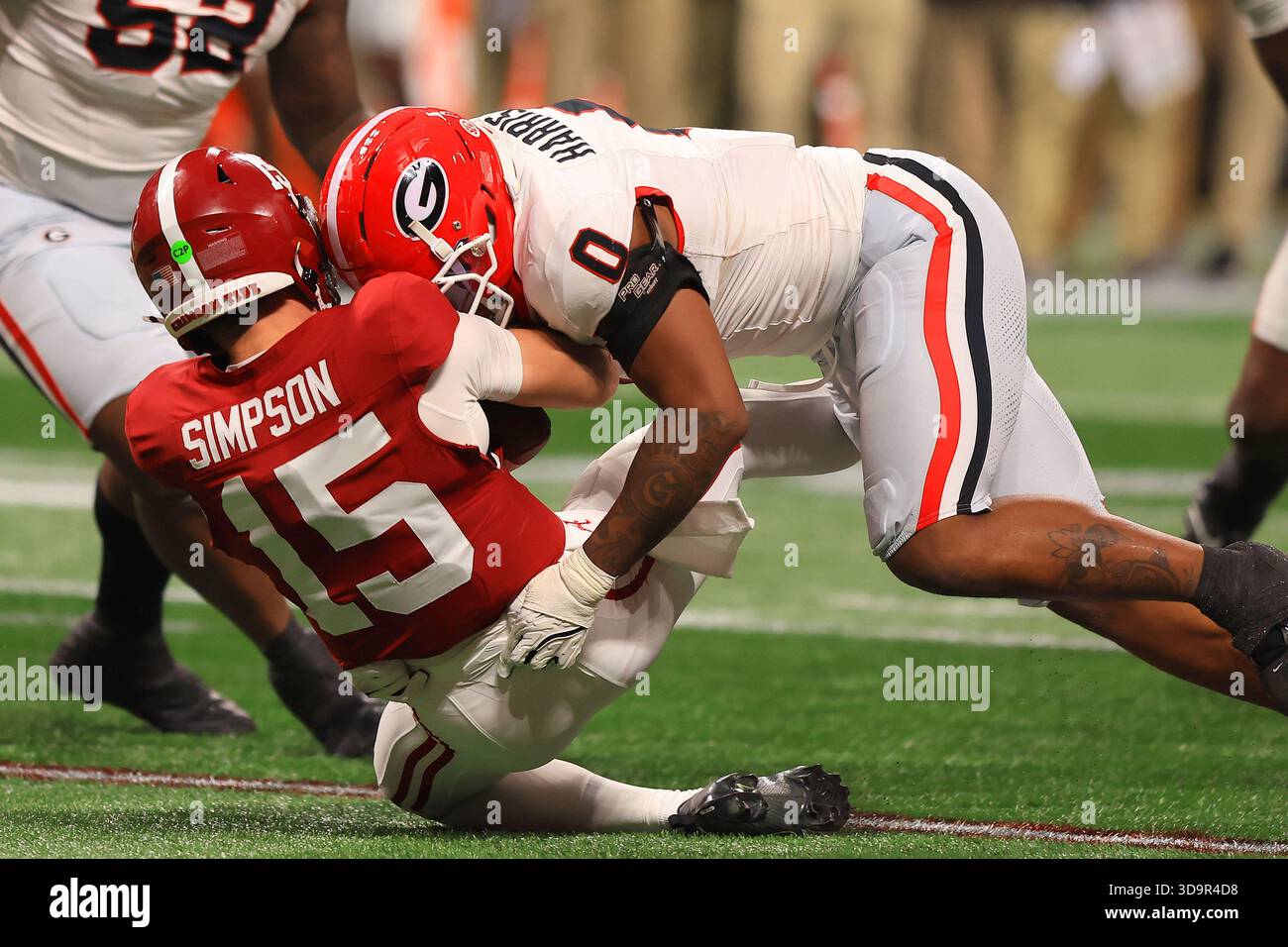 ATLANTA, GA - DECEMBER 06: Linebacker Gabe Harris Jr. #0 of the Georgia ...