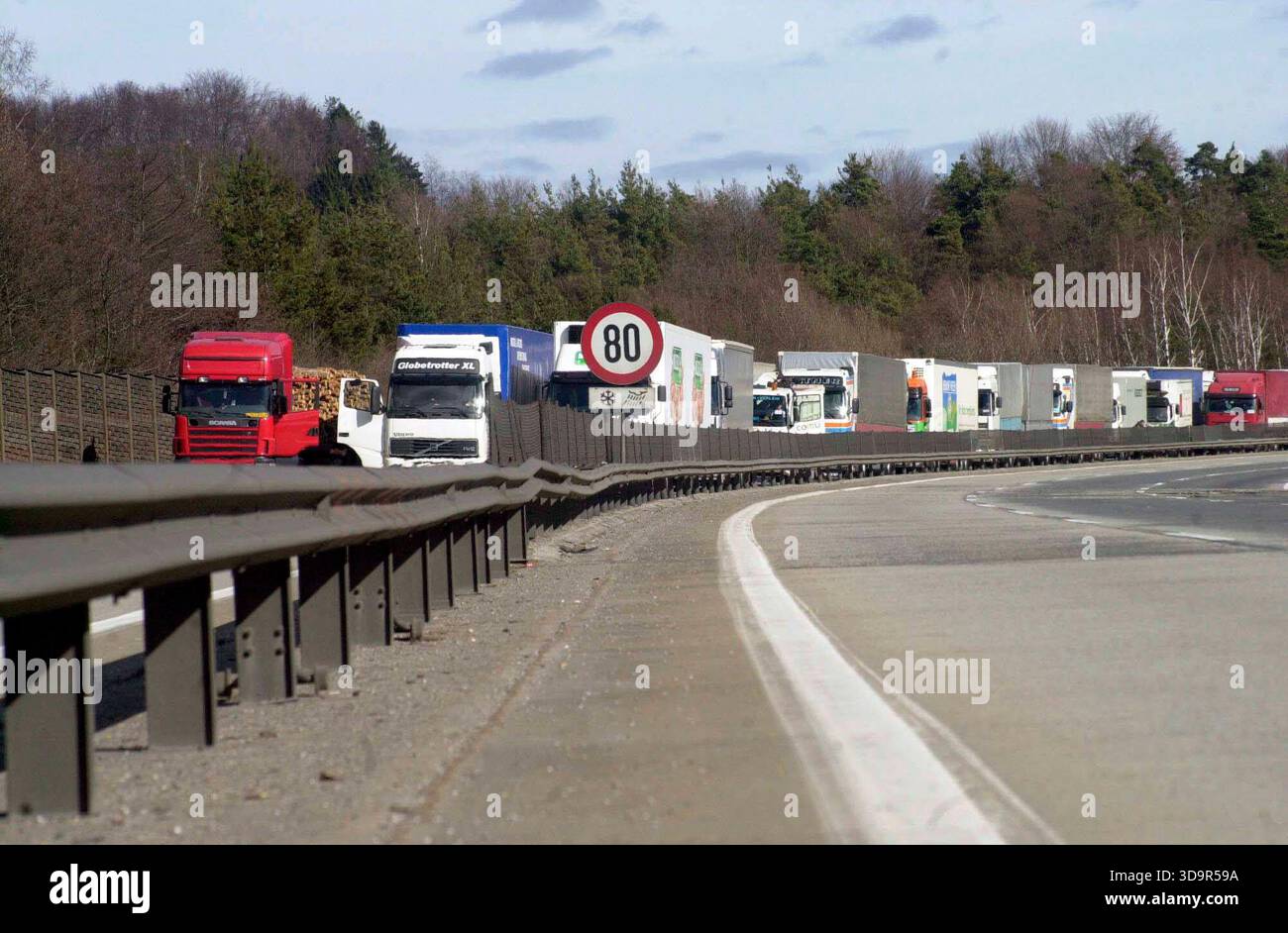 traffic jam and no moving on the highway with trucks traffic jam on the ...