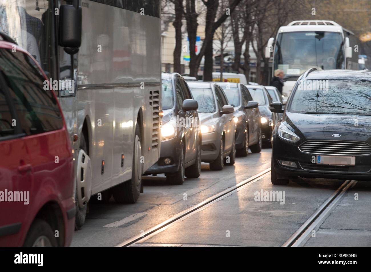 traffic jam and waiting in the car in the city traffic jam in the city ...