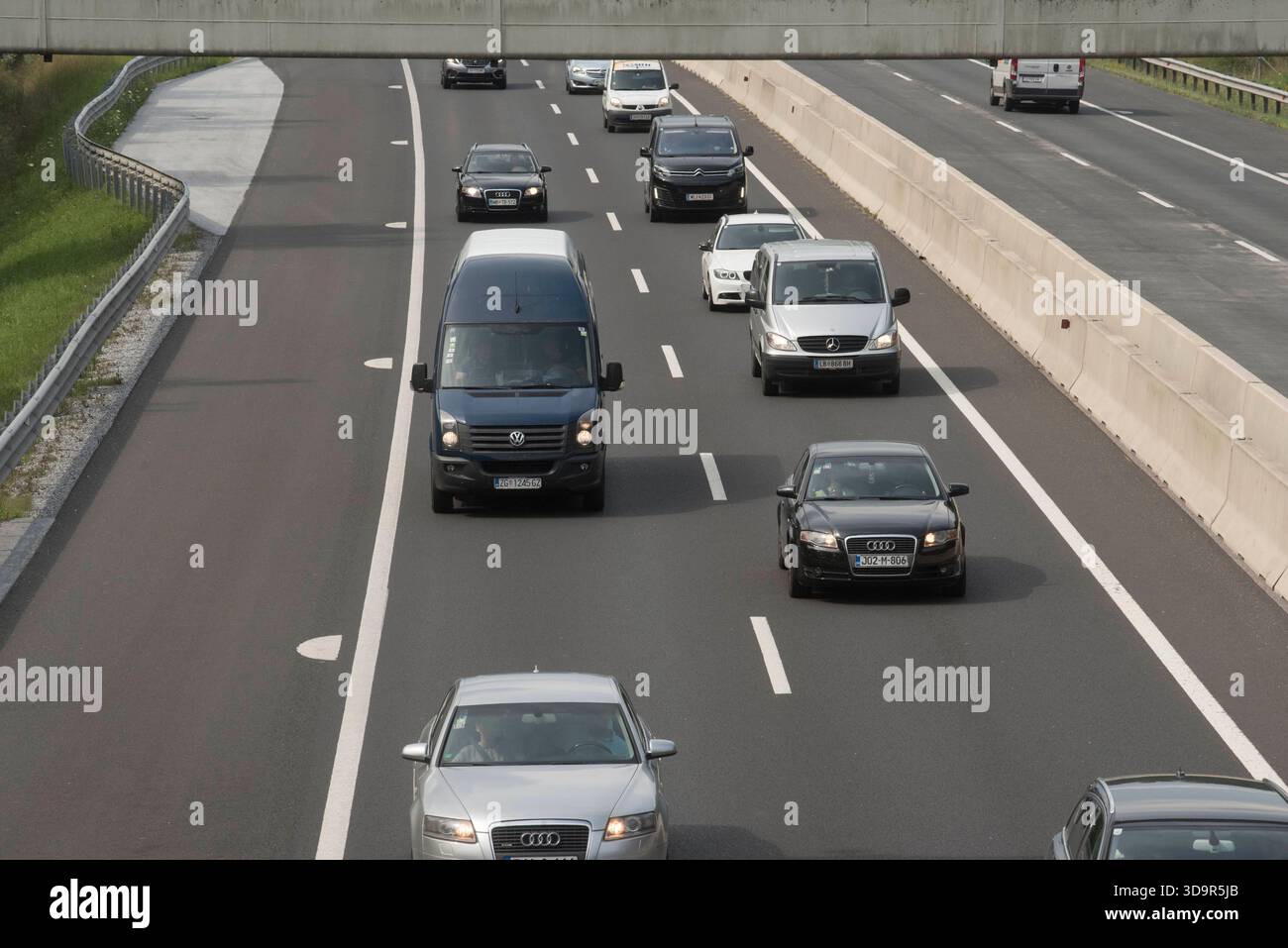 Freeway or highway traffic jam, waiting in the car on the road Freeway ...