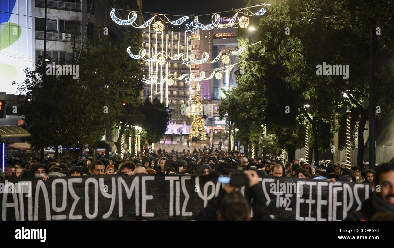 Athens, Greece, December 6th 2025. Thousands of people march in memory ...