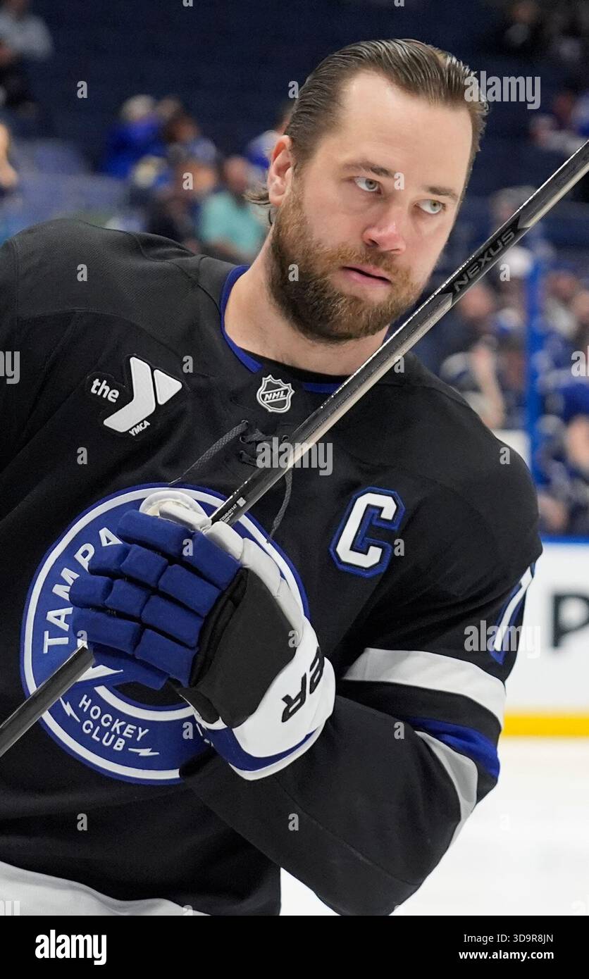 Tampa Bay Lightning defenseman Victor Hedman (77) before an NHL hockey ...