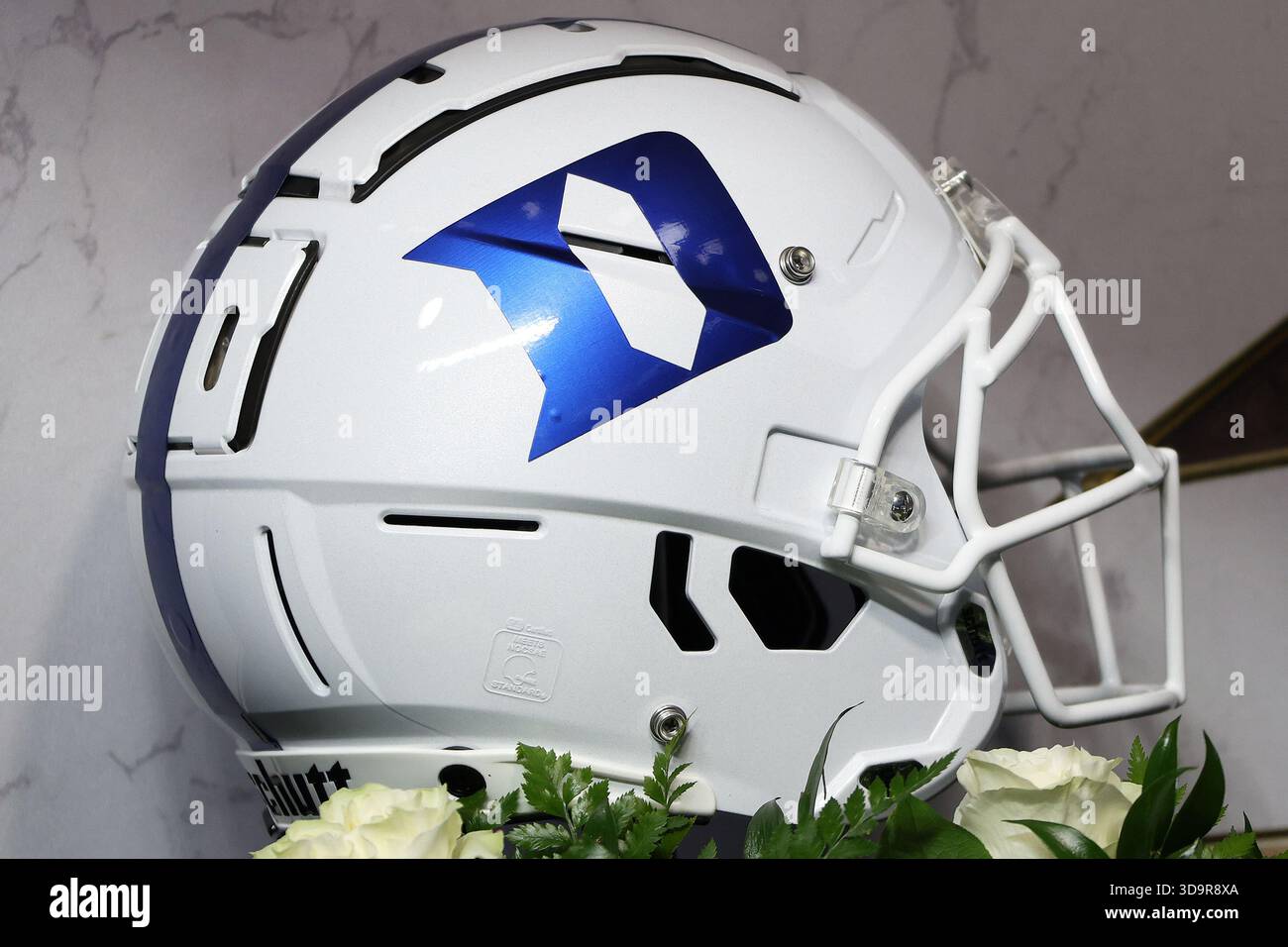 CHARLOTTE, NC - DECEMBER 06: A Duke Blue Devils helmet on display ...