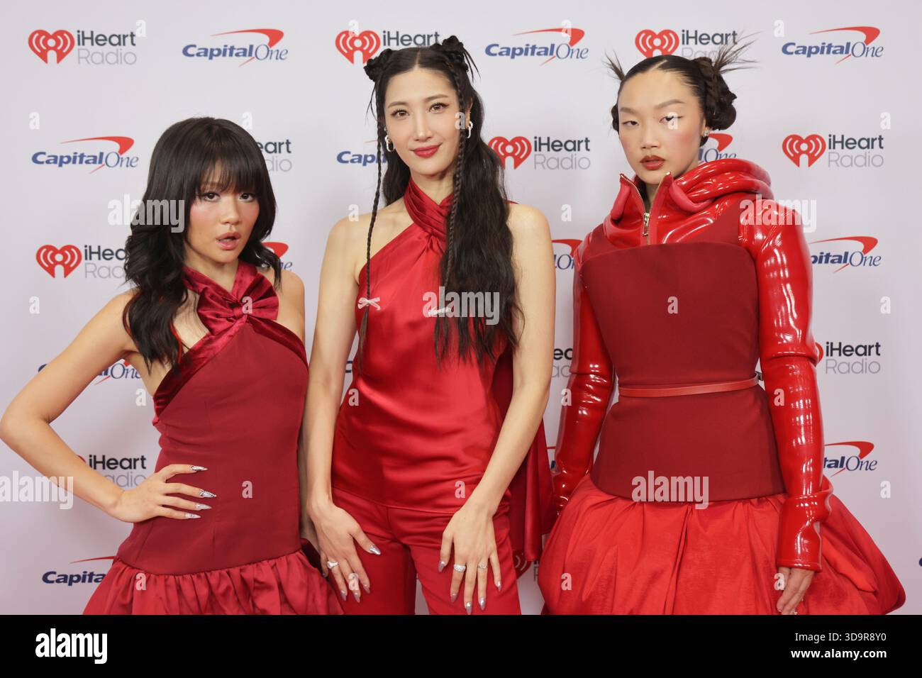 Rei Ami, EJAE, and Audrey Nuna of HUNTR/X attend iHeartRadio 102.7 KIIS ...