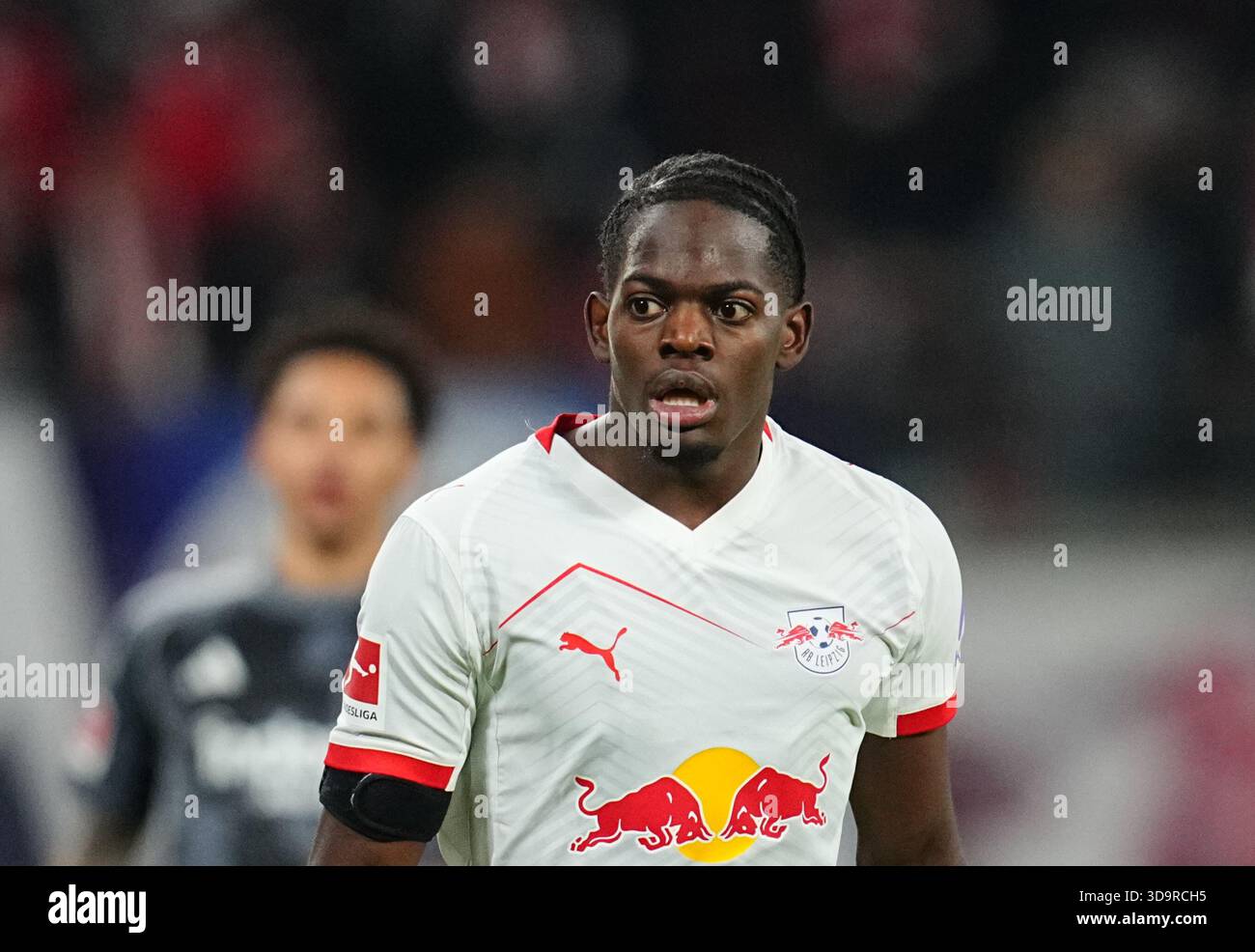 December 06 2025: Castello Lukeda of RB Leipzig gestures during a 1 ...