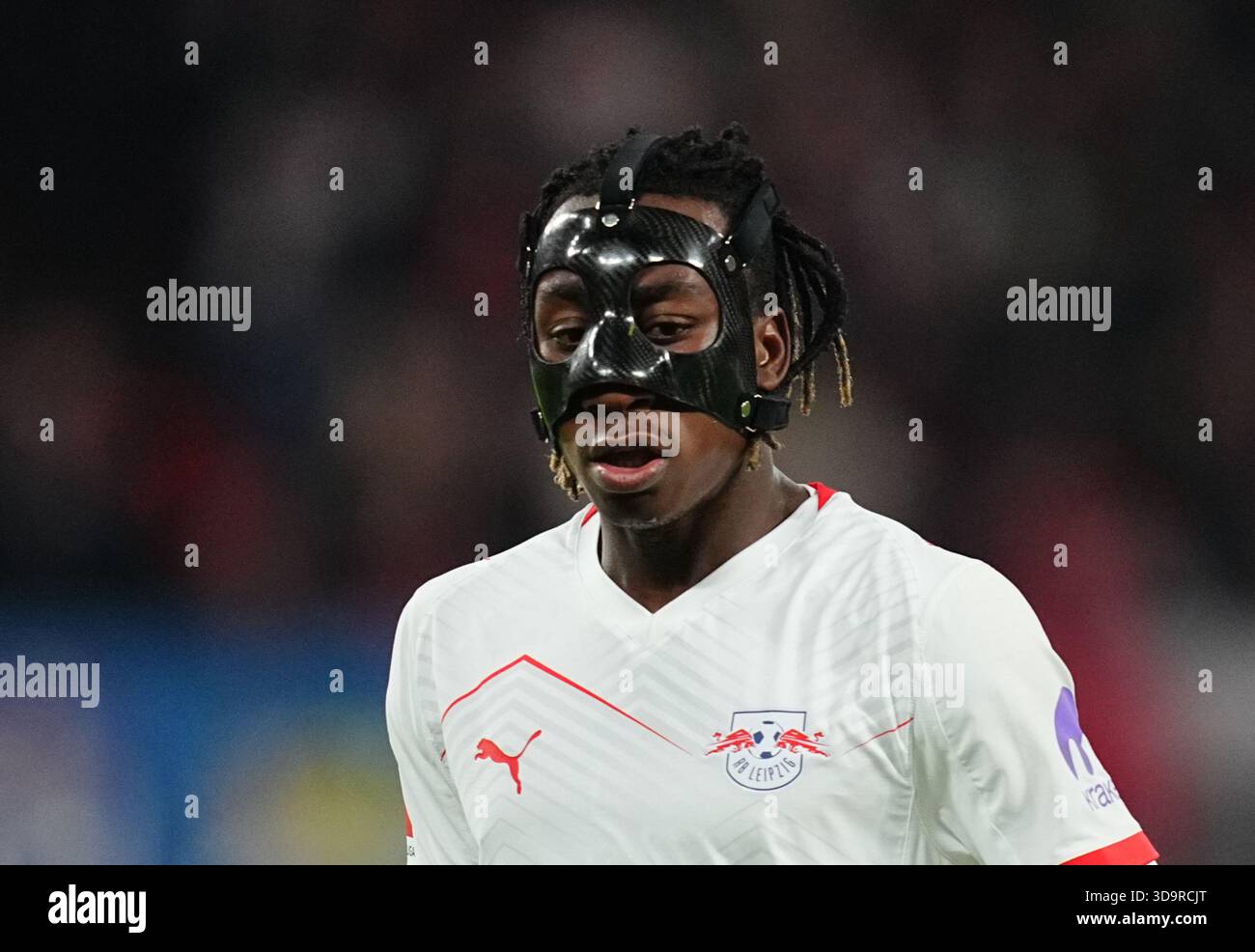 December 06 2025: Yan Diomande of RB Leipzig looks on during a 1 ...
