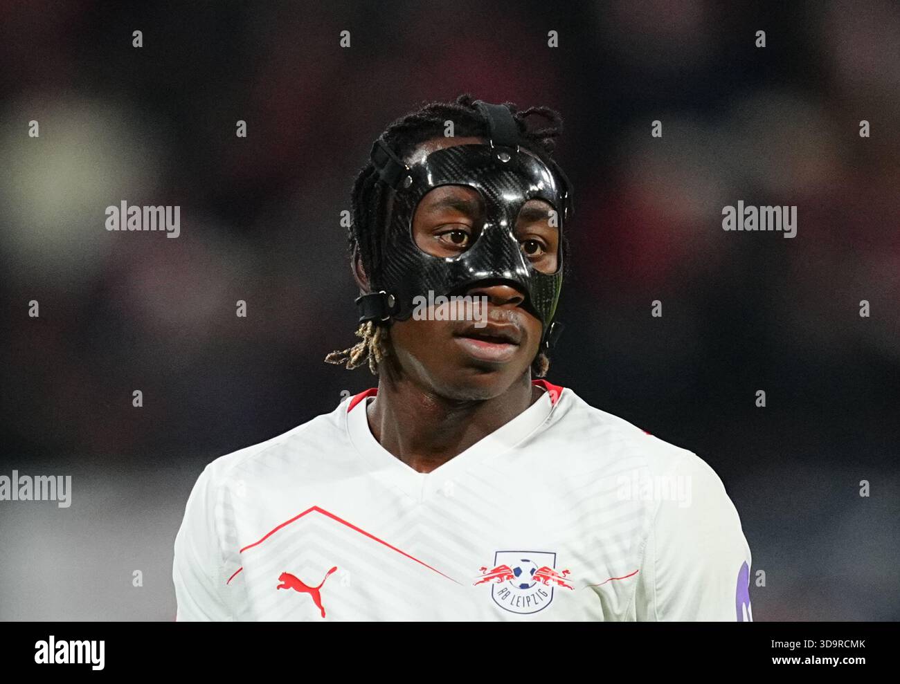 December 06 2025: Yan Diomande of RB Leipzig looks on during a 1 ...