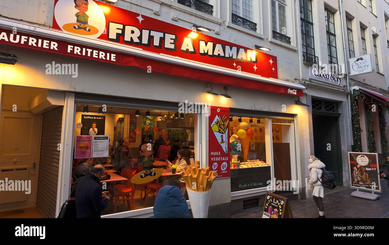 BRUSSELS, BELGIUM - NOVEMBER 26, 2025 - Friterie Frit'a Maman street ...