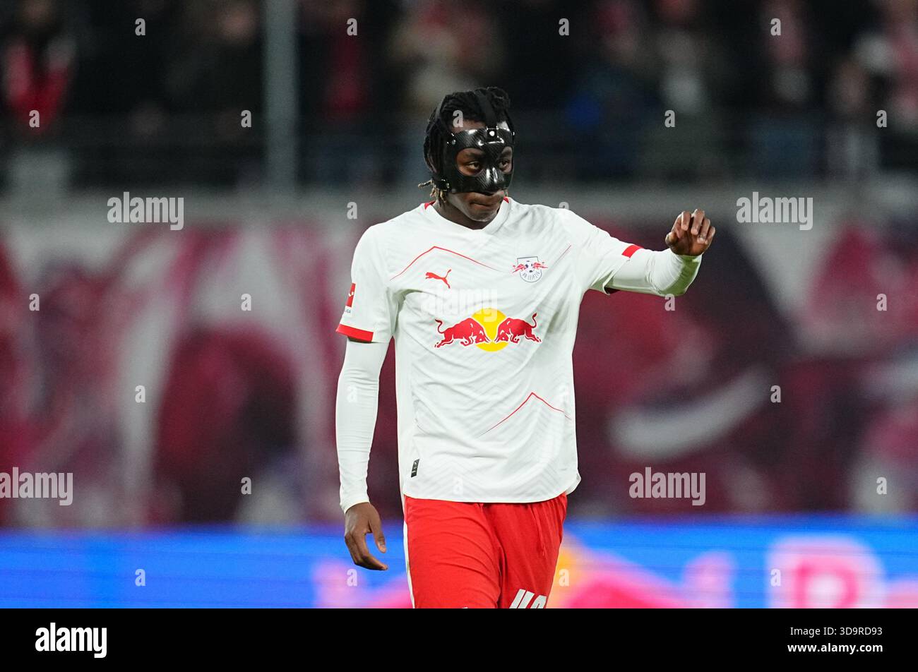 December 06 2025: Yan Diomande of RB Leipzig looks on during a 1 ...