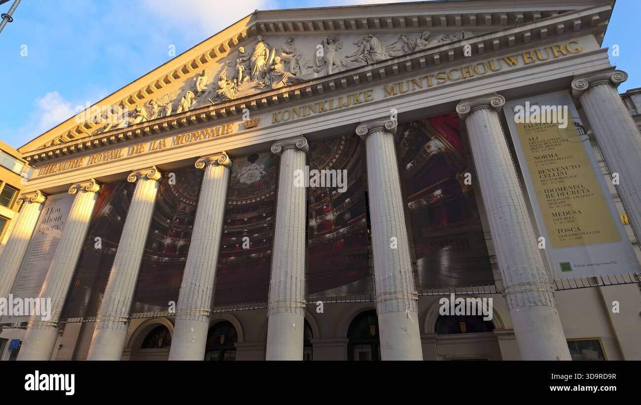 BRUSSELS, BELGIUM - NOVEMBER 26, 2025 - La Monnaie opera house facade ...