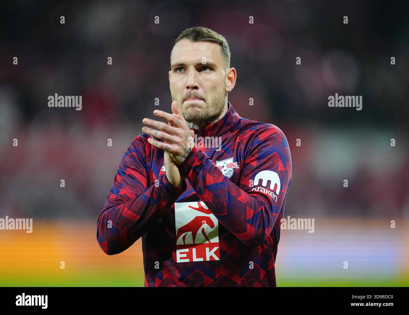 December 06 2025: David Raum of RB Leipzig looks on during a 1 ...