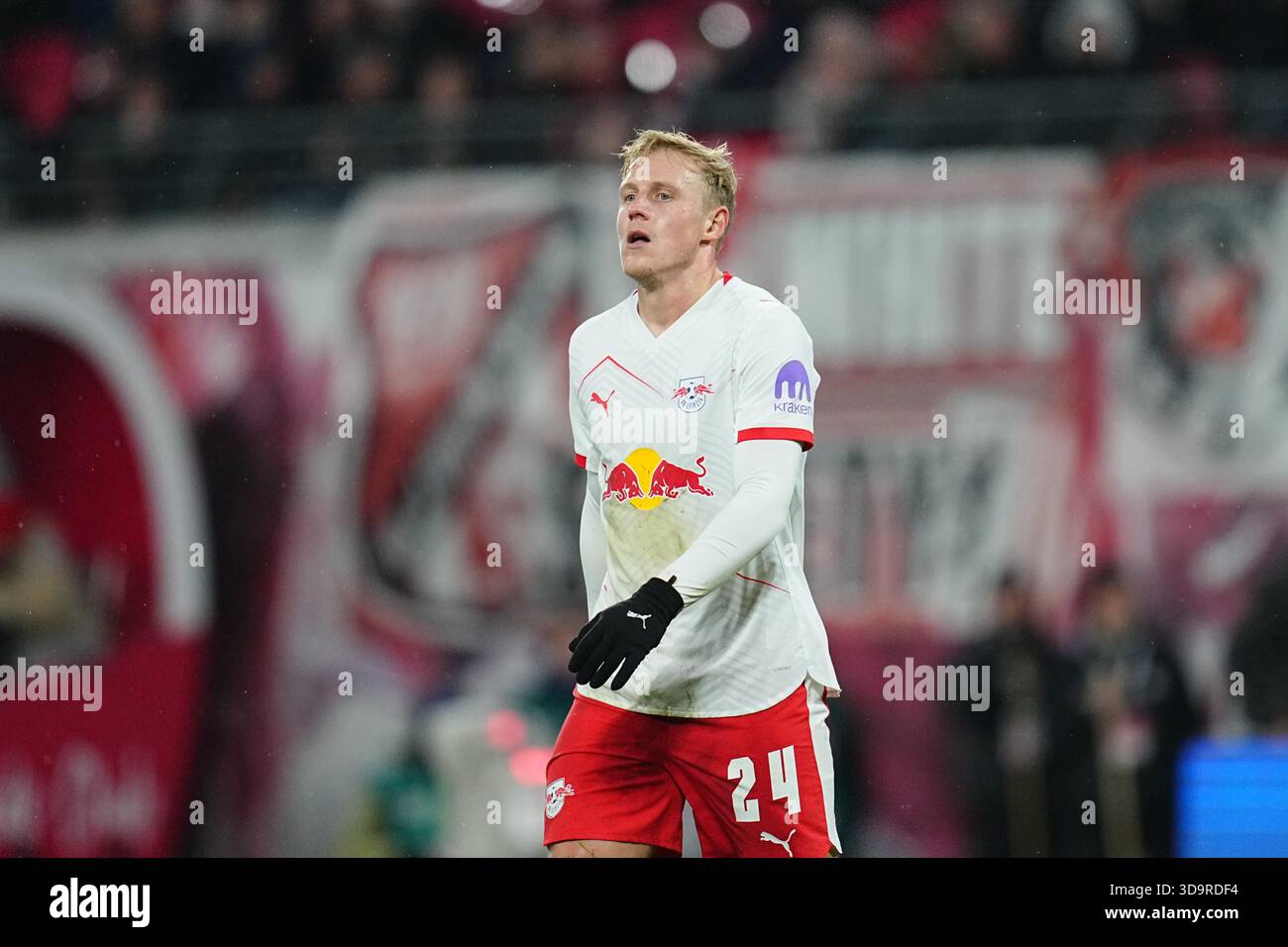 December 06 2025: Xaver Schlager of RB Leipzig looks on during a 1 ...