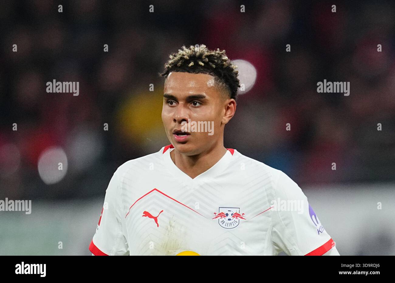 December 06 2025: Antonio Nusa of RB Leipzig looks on during a 1 ...
