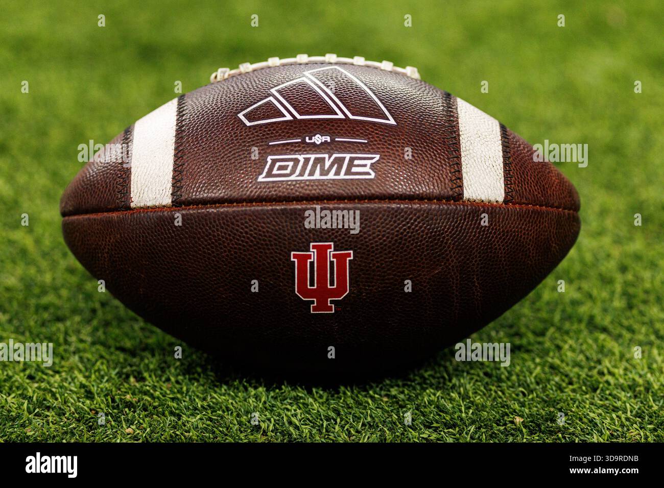 December 06, 2025: An general image of football with IU logo during ...