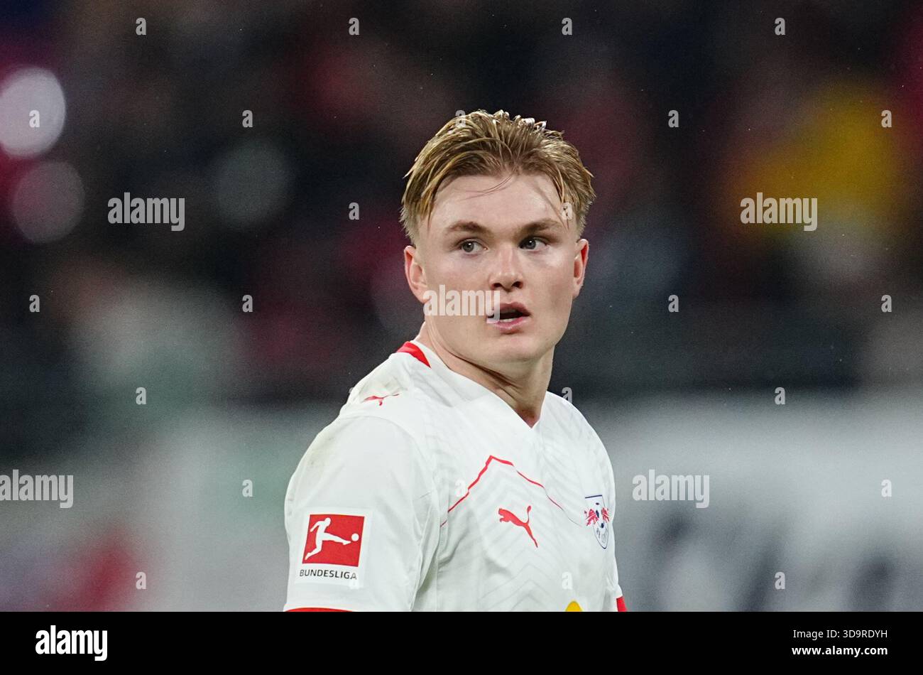 December 06 2025: Conrad Harder of RB Leipzig looks on during a 1 ...