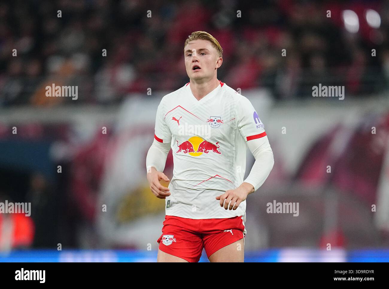 December 06 2025: Conrad Harder of RB Leipzig looks on during a 1 ...